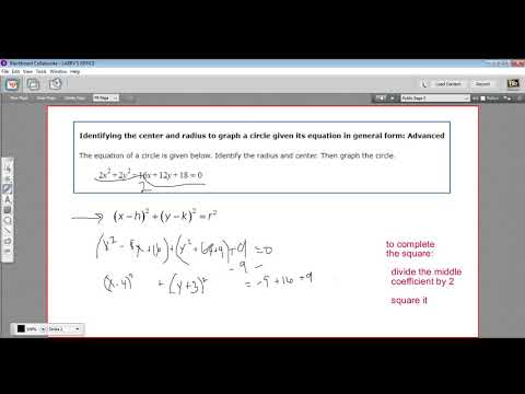 Identifying the center and radius of a circle in general form - advanced Edited