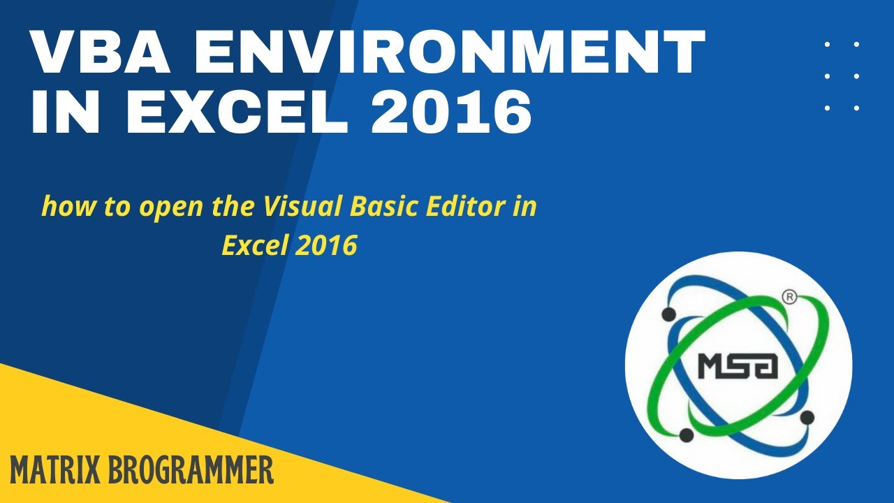 How to use Visual Basic in Excel 2016 | VB Programming