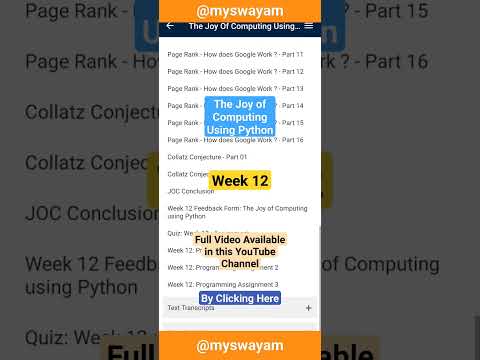 Week 12 The Joy of Computing Using Python #nptel #assignment #solved #swayam #education #shorts