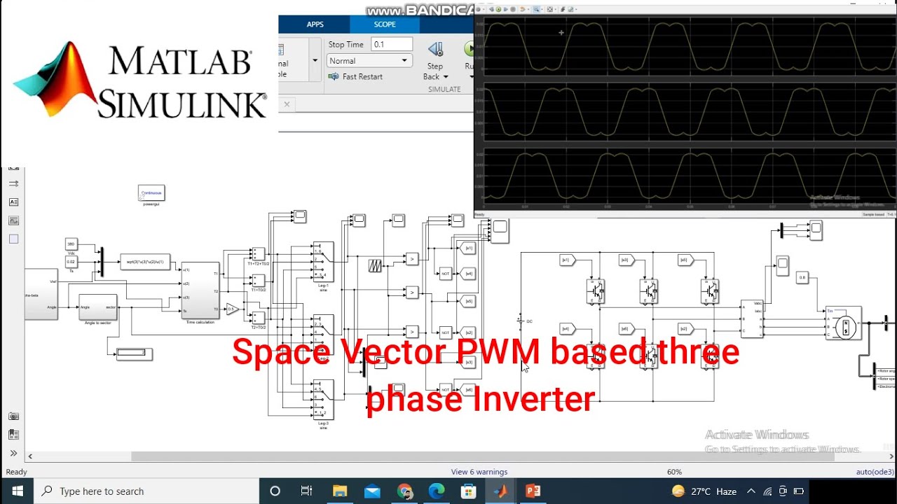 Space Vector PWM based Three phase Inverter design | SVPWM (2-level) | MATLAB Simulation