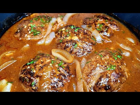 Salisbury steaks with brown onion gravy | recipe