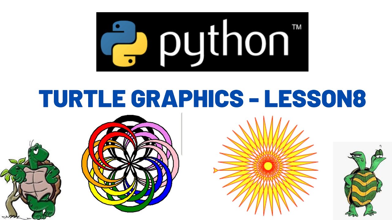 Python Turtle graphics Tutorial - LESSON 8 (isdown, hideturtle, showturtle , fillcolor , filling)