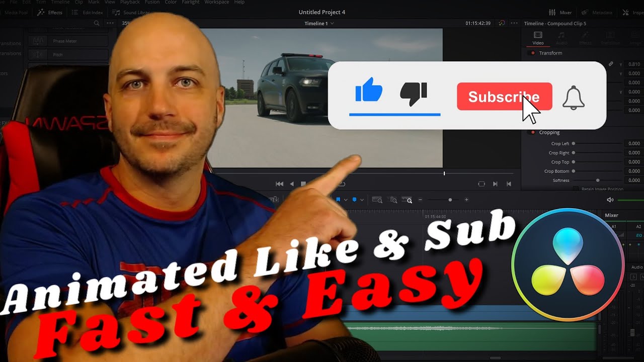 FREE Animated Like and Subscribe Buttons, In Seconds. Davinci Resolve