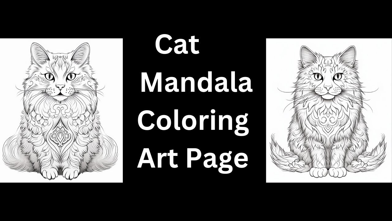 Cat Mandala Coloring Art page