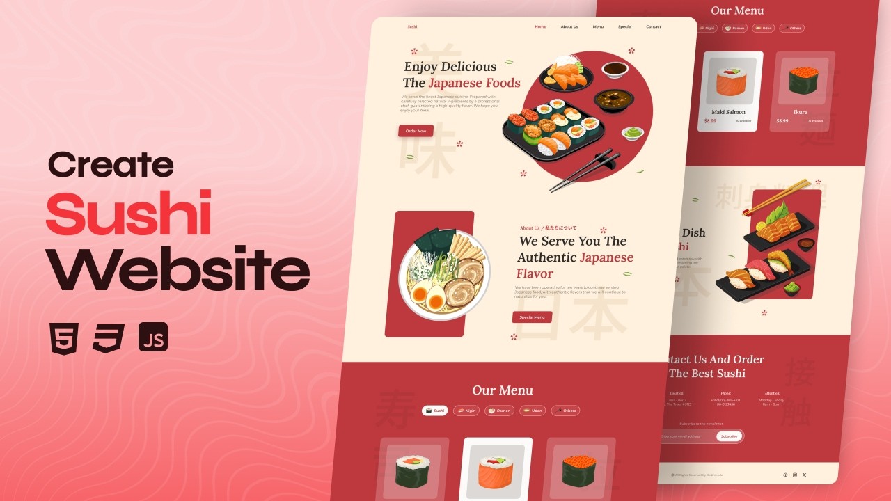 Build a Responsive Sushi Website From Scratch | HTML, CSS & JavaScript