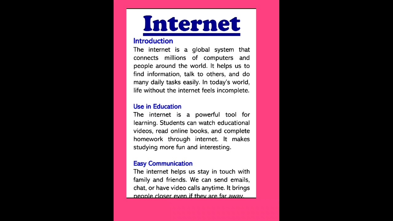 Internet Essay Writing in English 215 Words