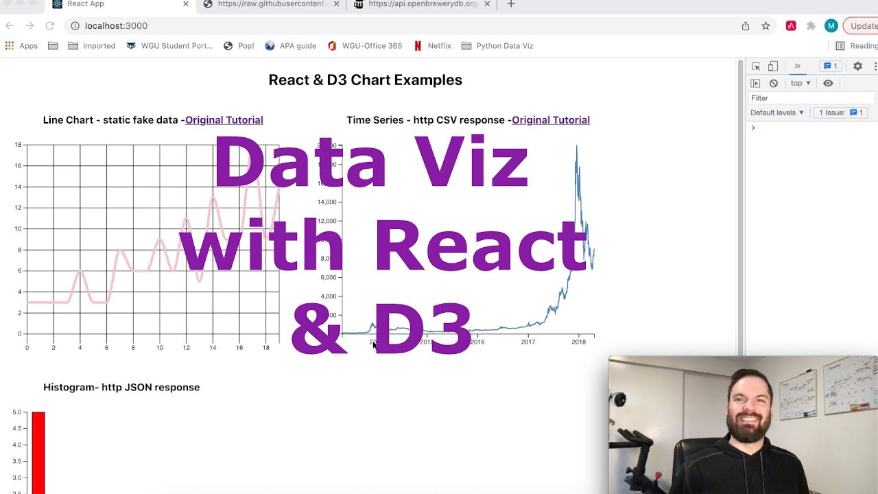Data Visualization in React using D3.js: Line Chart, Time Series, & Histogram.