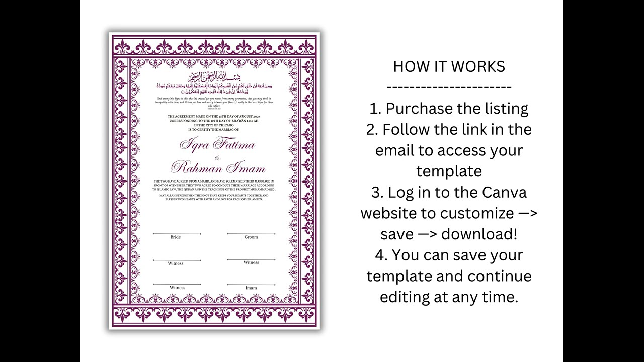 Nikkah Contract Template