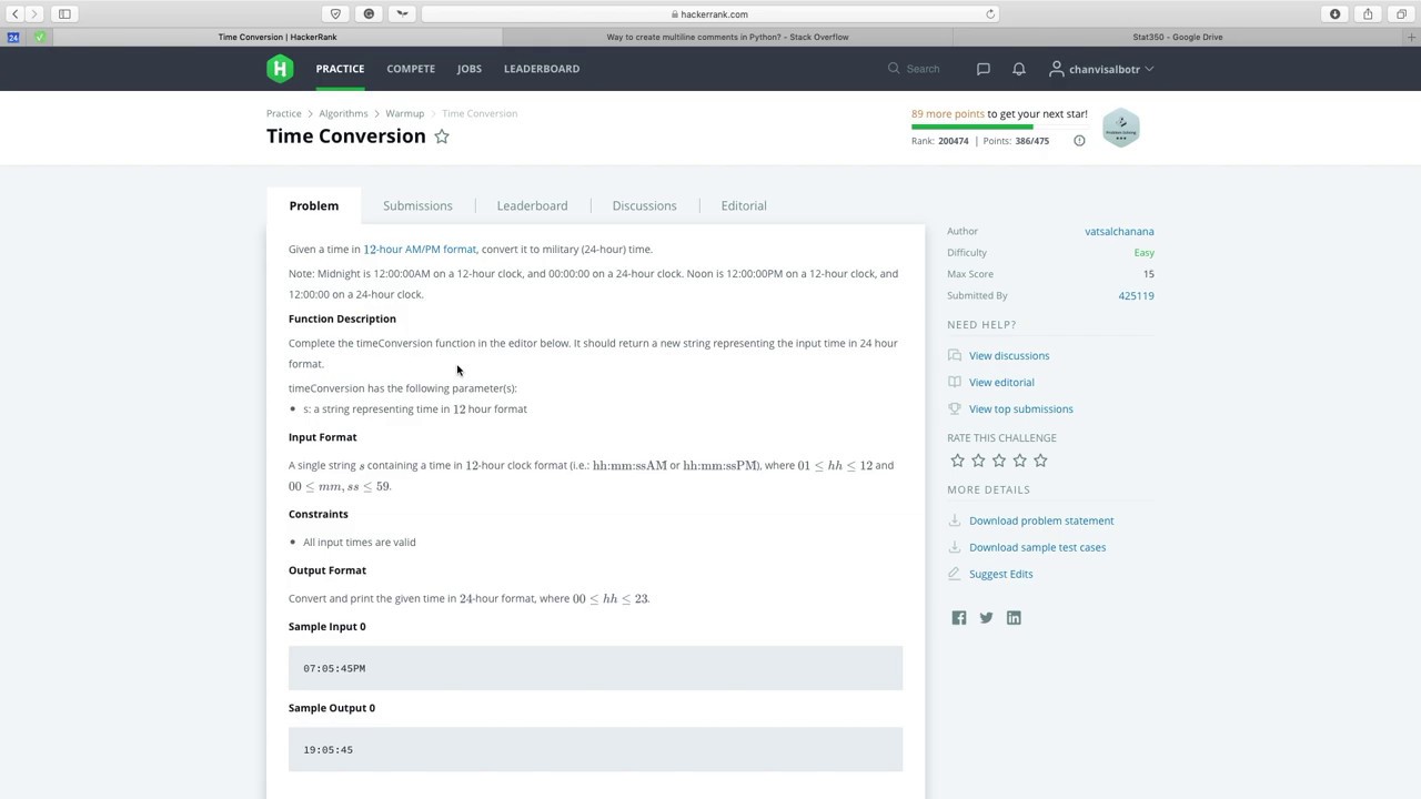 Time Conversion Problem Hacker Rank (Python)