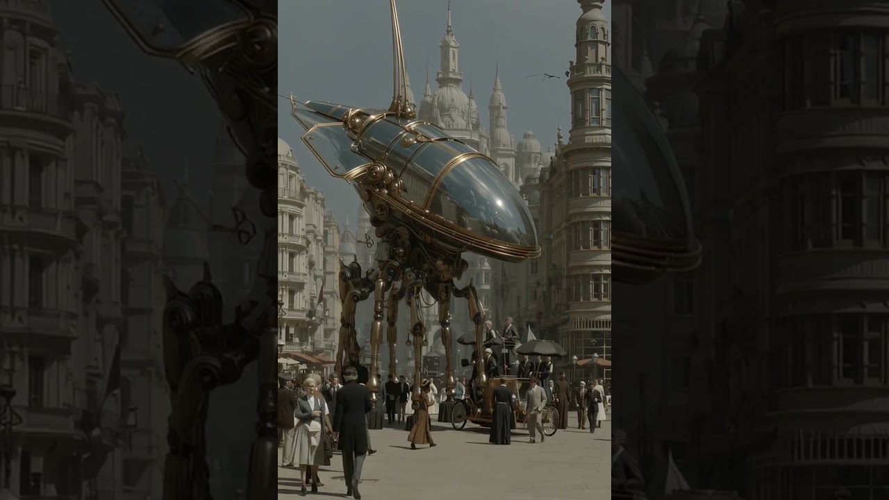 Giant Steampunk Spider Machine Walks Through a 19th Century City!