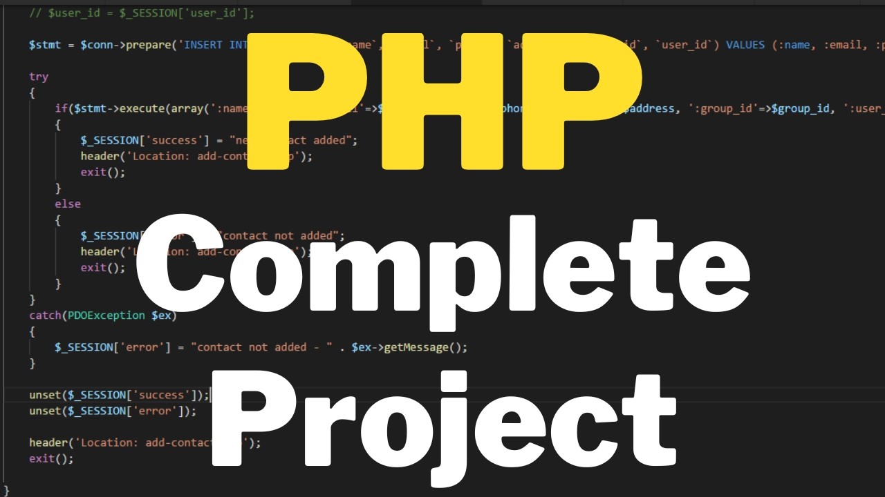 PHP Project Tutorial For Beginners Step By Step With MySQL Database In One Video [With Source Code]
