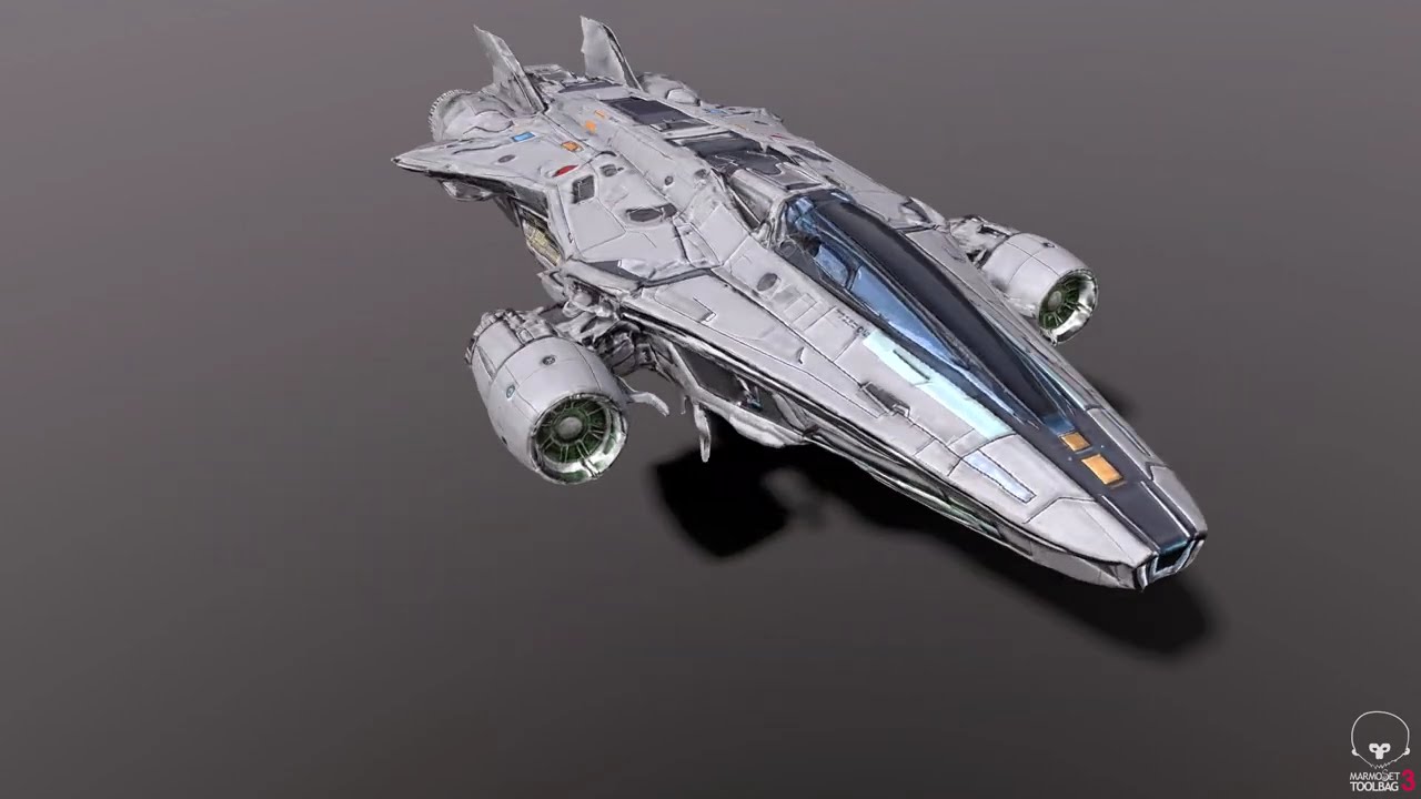 Futuristic Spaceship Low Poly 3d Model
