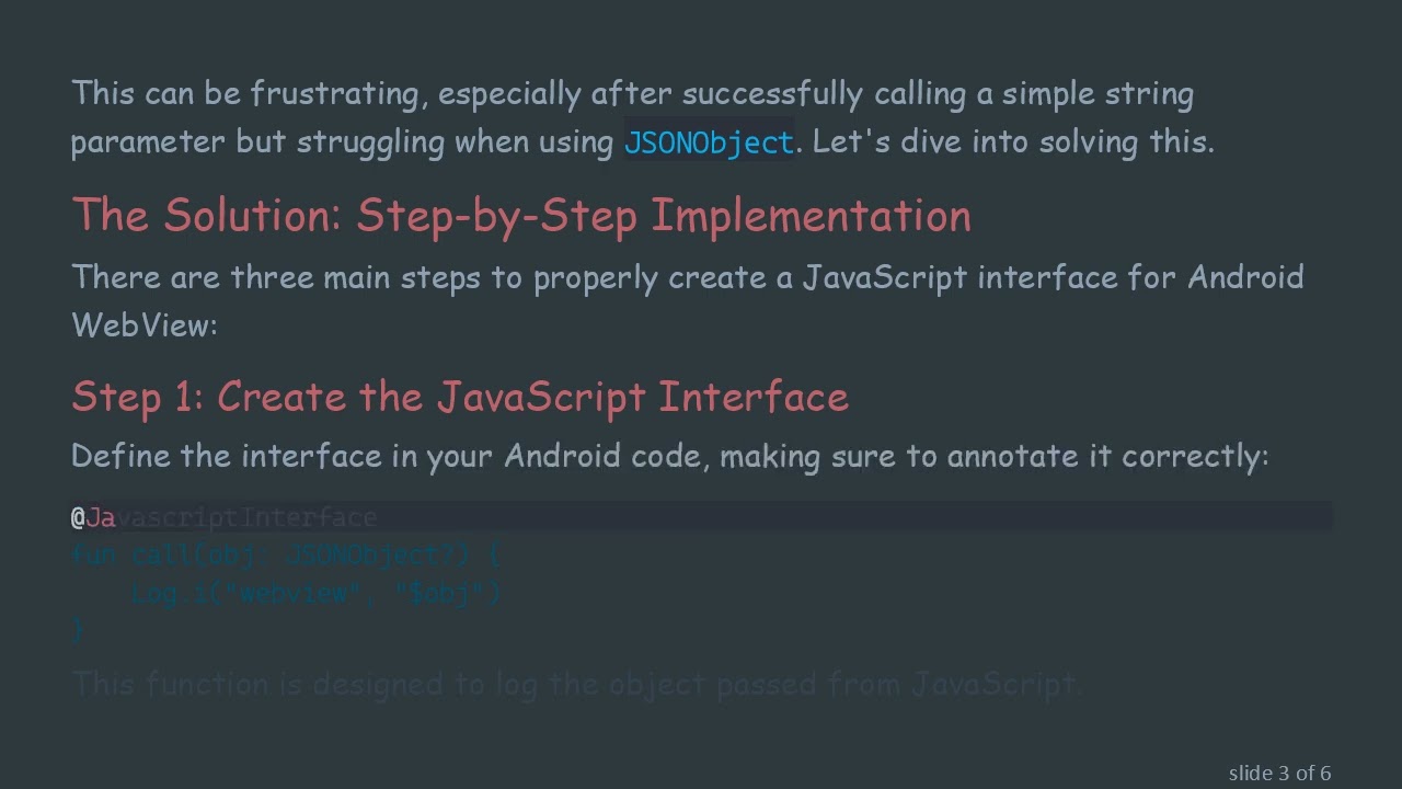 How to Implement @ JavascriptInterface for Android WebView