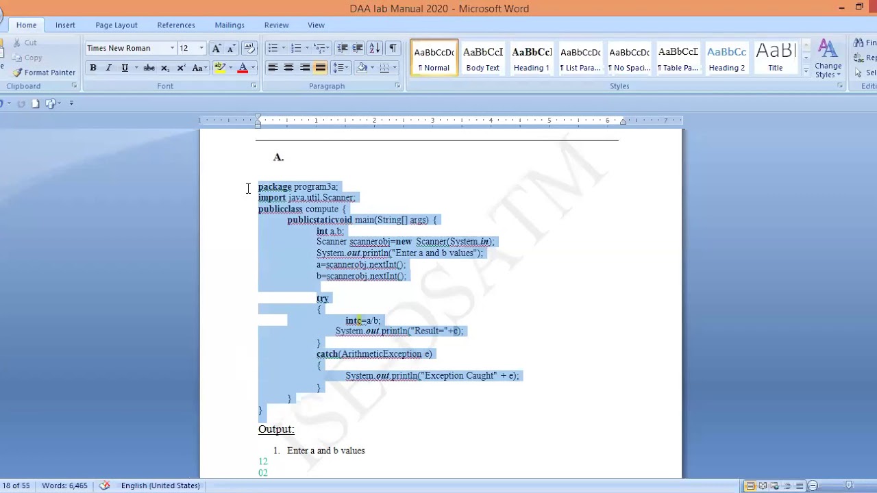 Design and Analysis of Algorithm Lab Programs