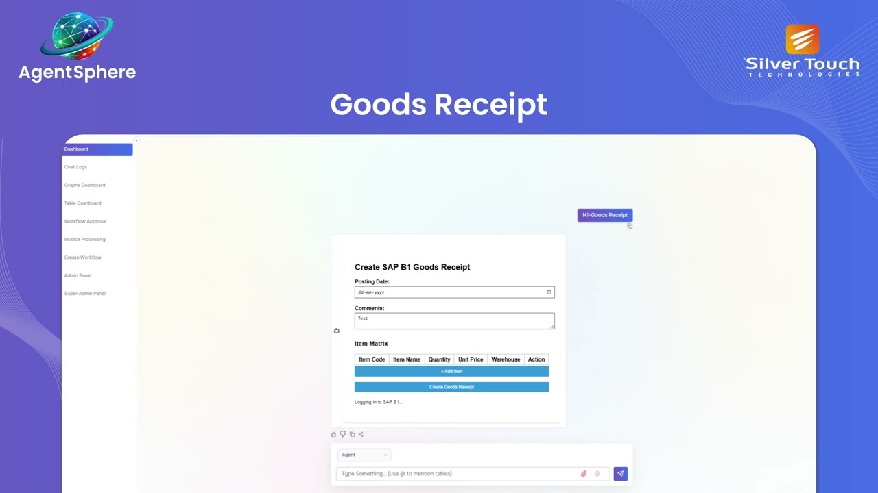 AgentSphere for SAP Business One | Goods  Receipt