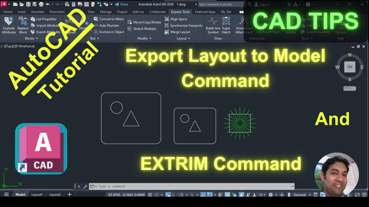 AutoCAD Export Layout to Model & EXTRIM Commands