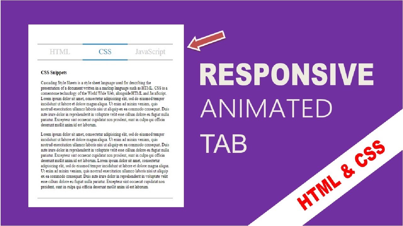 How to Create Animated Responsive Tab using HTML CSS