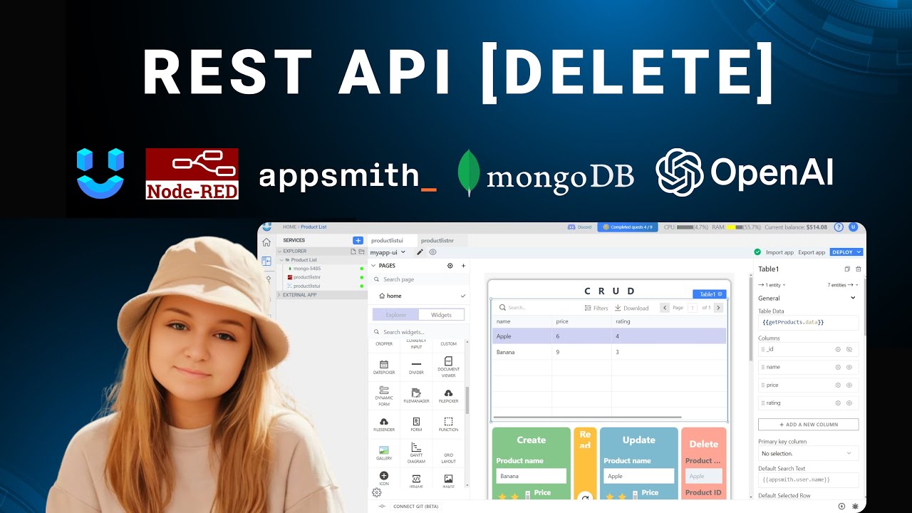 Delete Data with REST API Delete Method using Node-RED, Appsmith & MongoDB