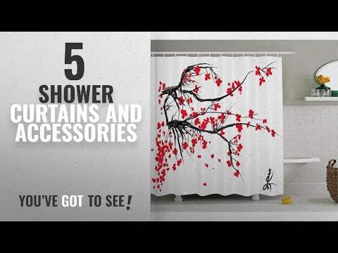 Top 10 Shower Curtains And Accessories [2018]: House Decor Shower Curtain Set by Ambesonne, Sakura