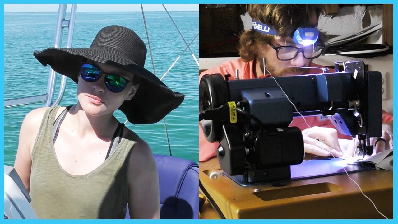 73. Entering the Florida Keys & Sewing DIY Salon Cushions Using the SUN | Learning the Lines