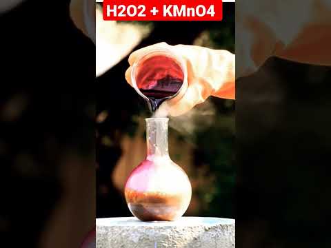 😀Amazing Lab Experiment/ Redox Reaction of Hydrogen Peroxide with Potassium Permanganate #shorts 🧑🔬