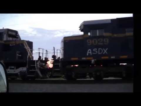 CSX train L595 with 4 Morrison Knudsen/ASDX units in tow