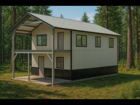COLORADO 24 X 30 GABLE 2 STORY FRONT PORCH COLD FORMED STEEL BARNDOMINIUM KIT