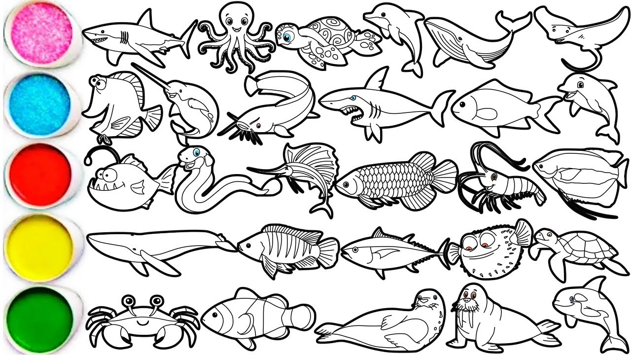 Draw 28 Amazing Sea Animals in Minutes - Shark, Dolphin, Octopus, Clownfish, Blue Whale & others