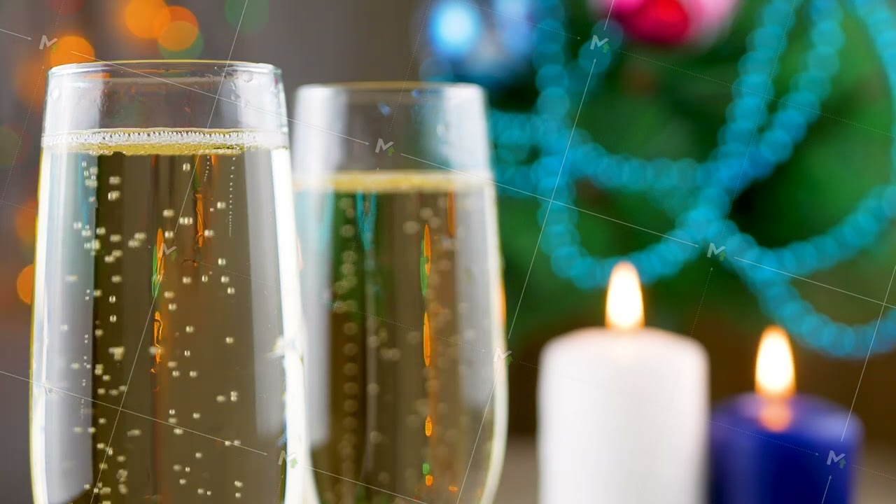 Effervescent champagne with tiny bubbles rise
