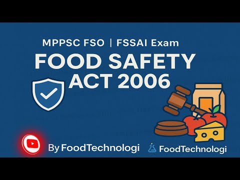 Food Safety And Standard Act 2006 @foodtechnologi #mppsc #foodsafetyofficer #fso #foodtechnologi