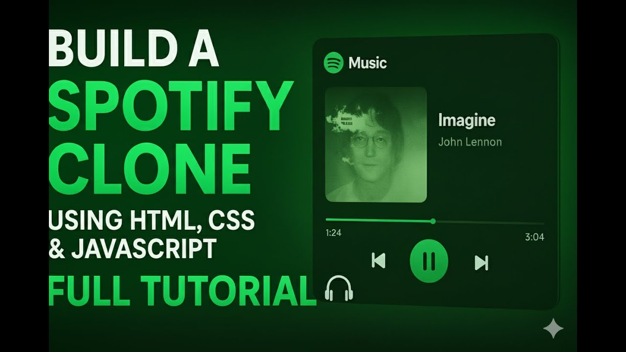 Build a Spotify Clone Using HTML CSS & JavaScript | Complete Music Player Tutorial (Beginner to Pro)
