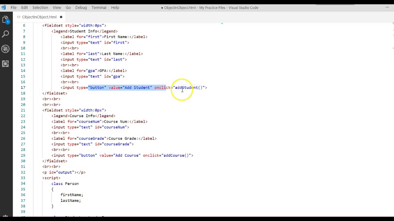 JavaScript #27 Object within an Object