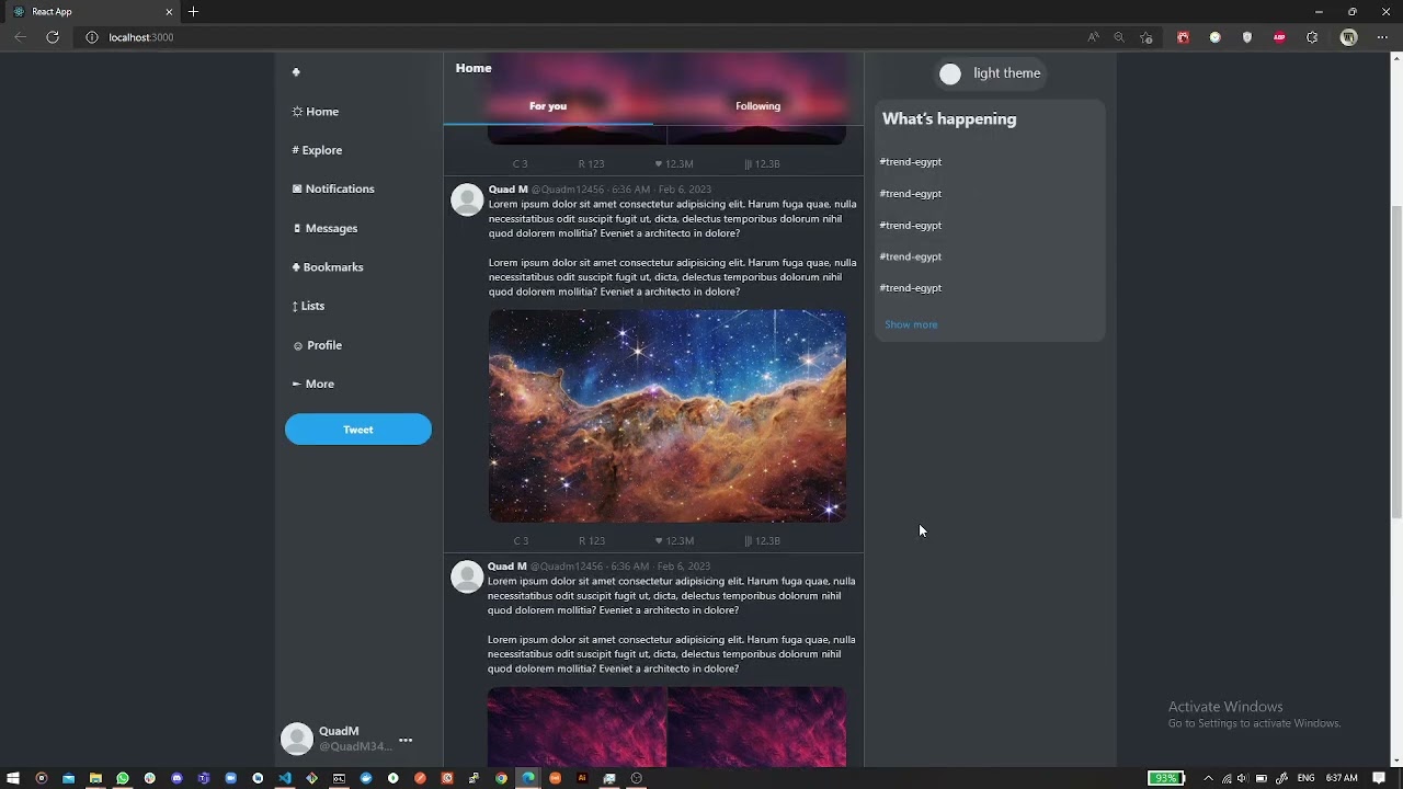 Twitter clone - React.js + Typescript + Axios + JWT - (backend is in-progress)