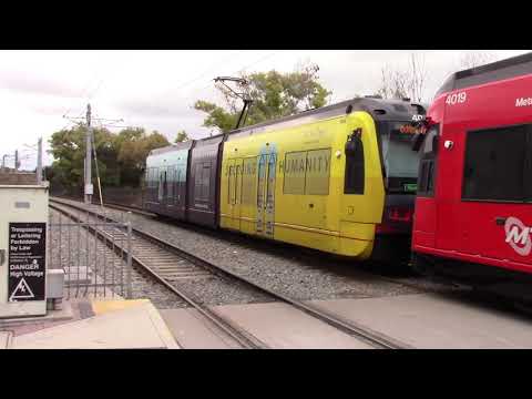 MTS Trolley - Siemens S70 #4044 Sycuan Green Line at Mission Valley Center