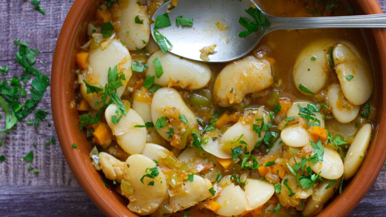 Vegan Butter Bean Stew with a Rich Spanish-Style Sofrito Sauce