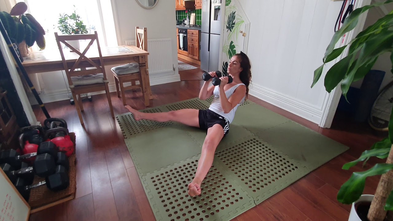 Dumbbell straddle press