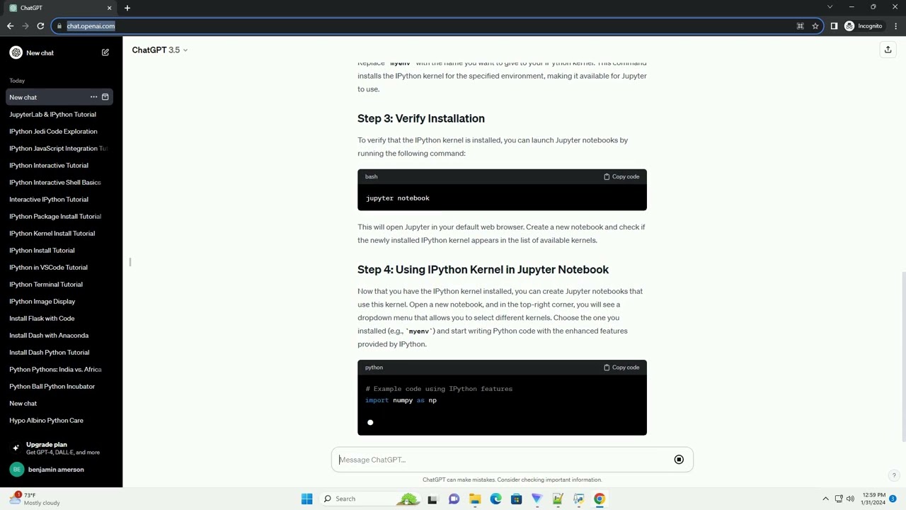ipython kernel install