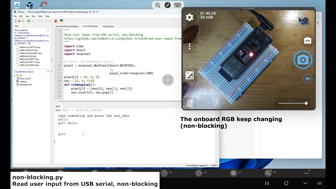 CircuitPython - Read user input from USB serial non-blocking