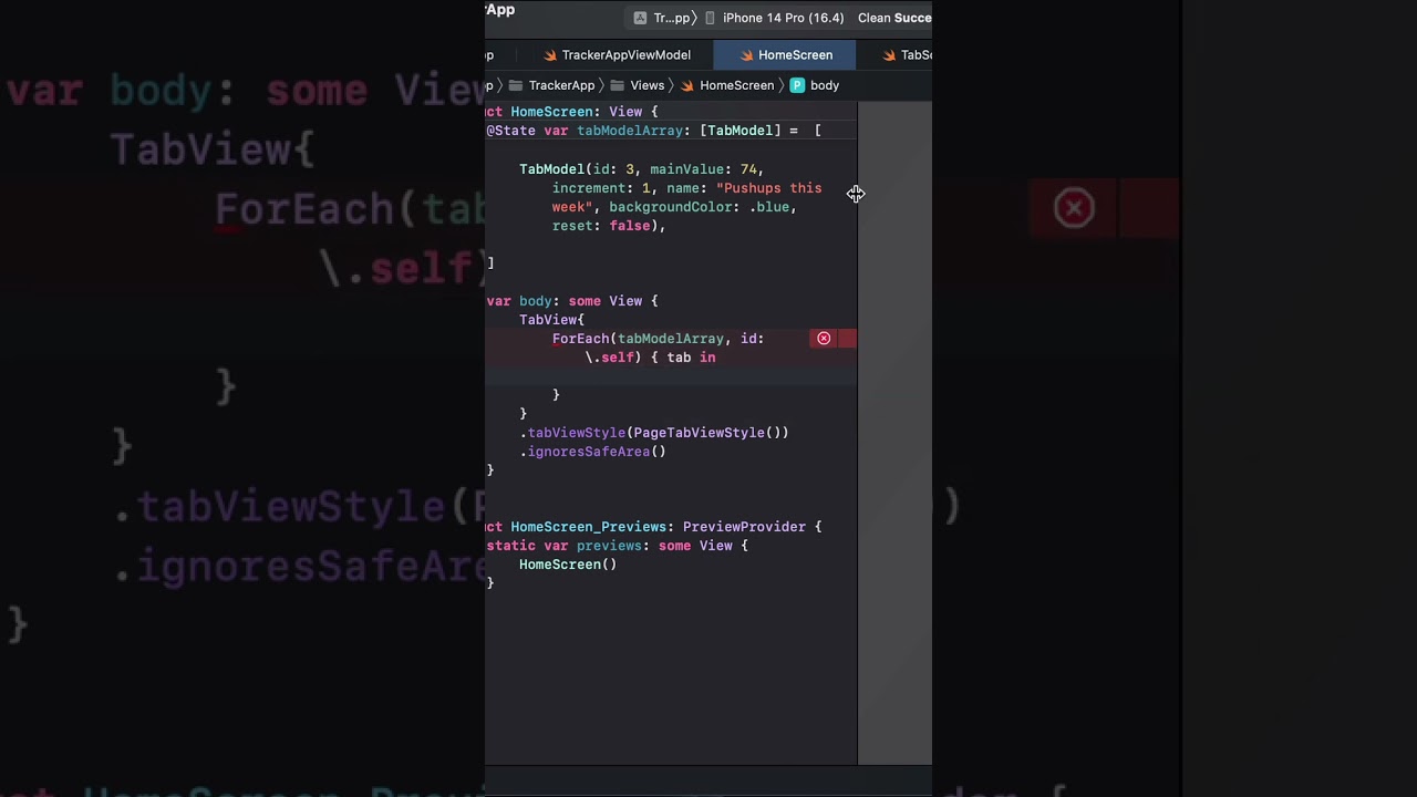 [For loop w/ TabScreen] App on Shorts - Pt.  30 #shorts #swiftui
