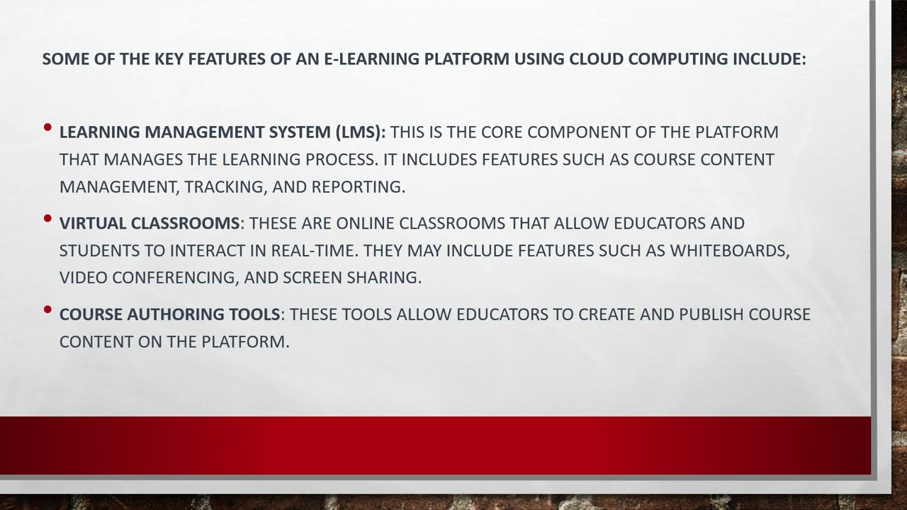 E-Learning Platform Using Cloud Computing
