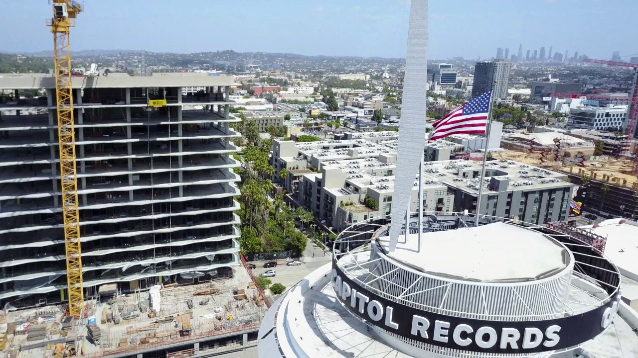Capitol Records Building in Hollywood up close