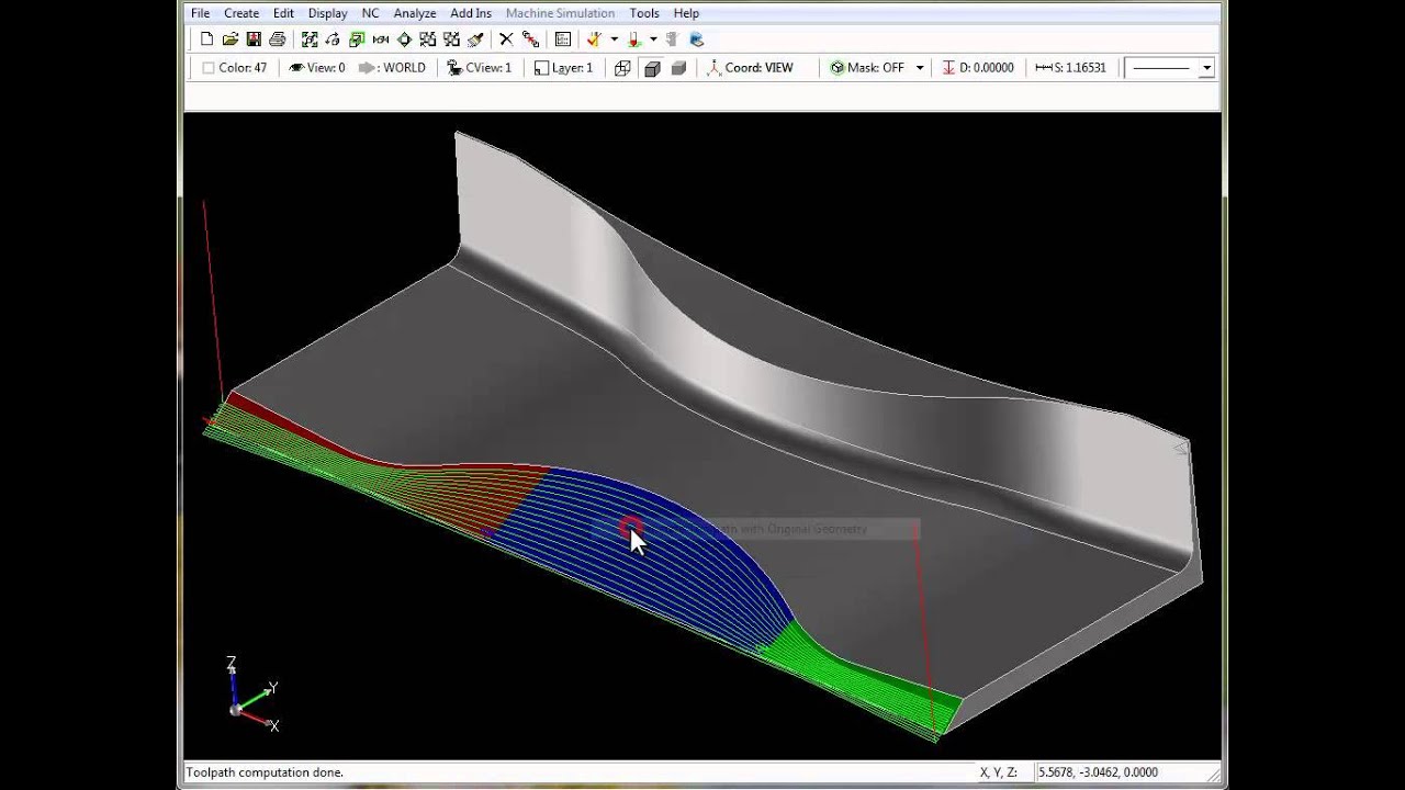 SURFCAM Tutorial - 3-Axis Multi-Cut: Morph Between Two Curves