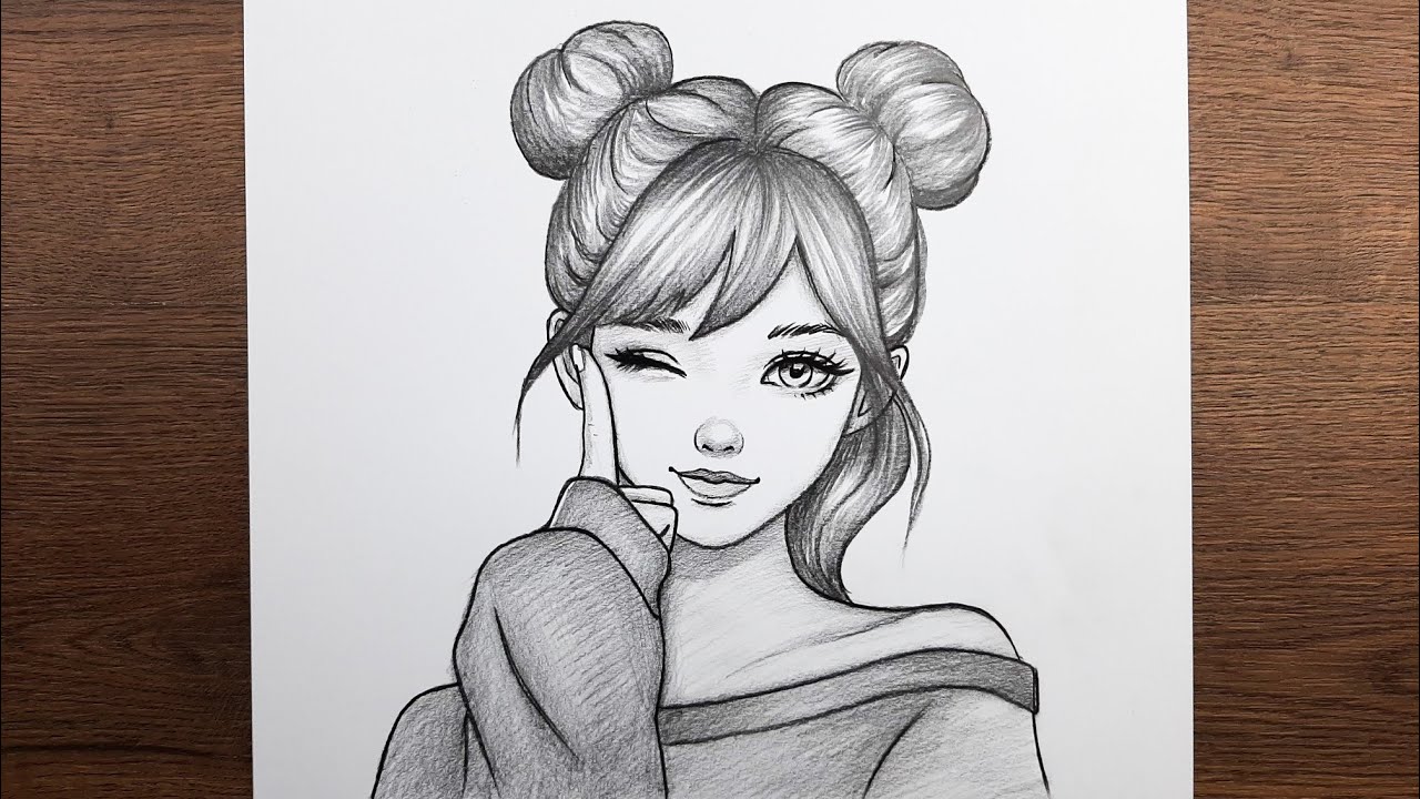 Güzel kız resmi karakalem ile adım adım nasıl çizilir