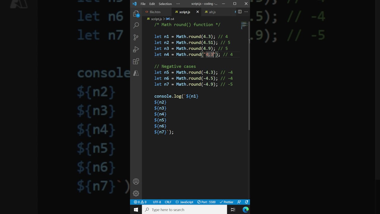JavaScript Math round() method - JavaScript Tutorial for Beginners