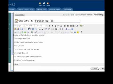 Blogging in Blackboard