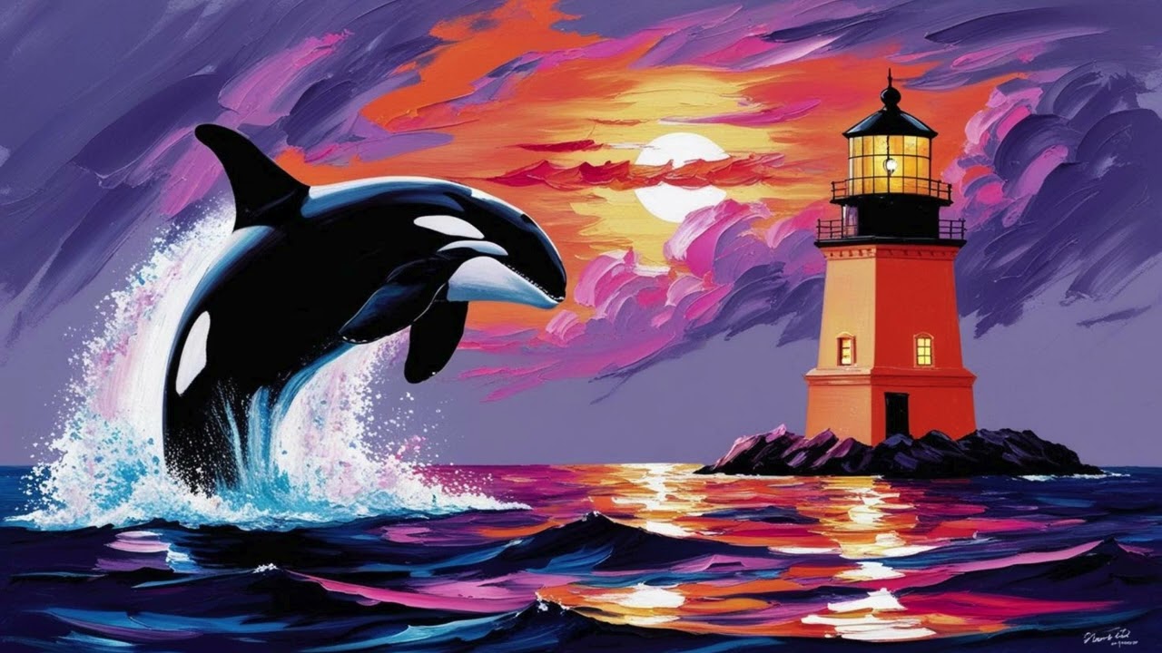 Orca  - TV Art - wallpaper - Screensaver - Lighthouse - Killer Whale