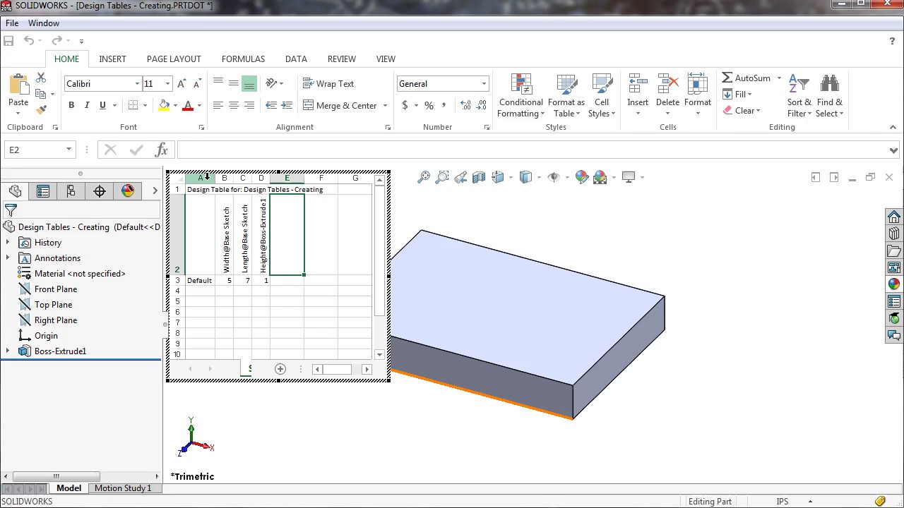 Creating Design Tables in SOLIDWORKS 2016