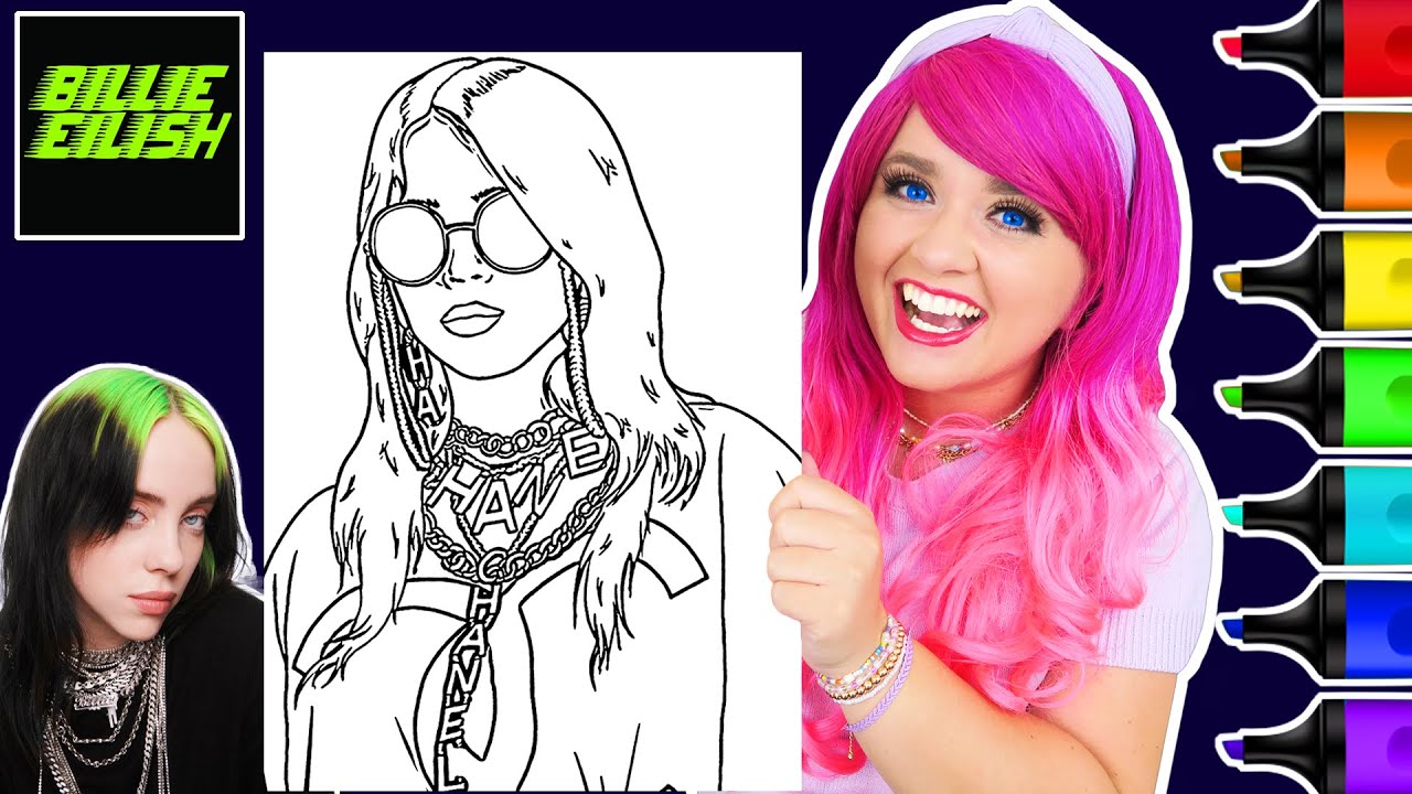 Coloring Billie Eilish 💚 Coloring Page | Ohuhu Paint Markers