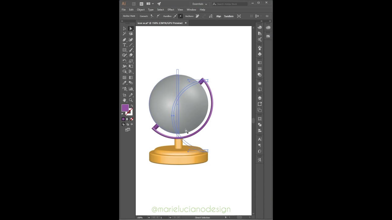 Adobe illustrator tutorial - how to design 3D globe icon with map art planisphere vector graphics