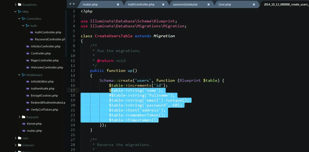 Laravel 5.1 - Create basic authentication